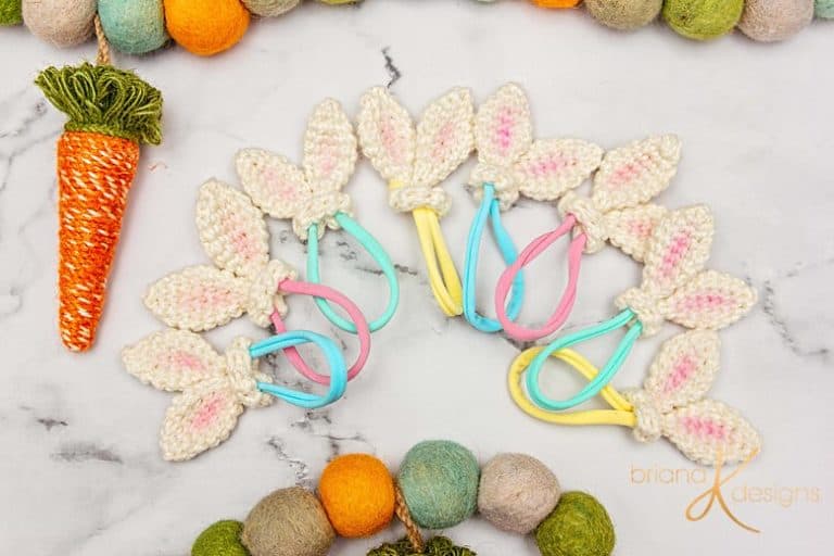 Bunny Ears Hair Tie Adorable Free Crochet Pattern - Briana K Designs