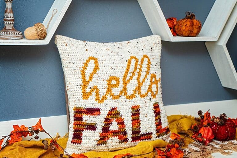 Hello Fall Crochet Pillow - Free Decor Pattern - Briana K Designs