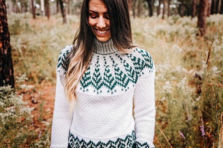 Pine Crochet Sweater Pattern Knit Look Colorwork Briana K Designs