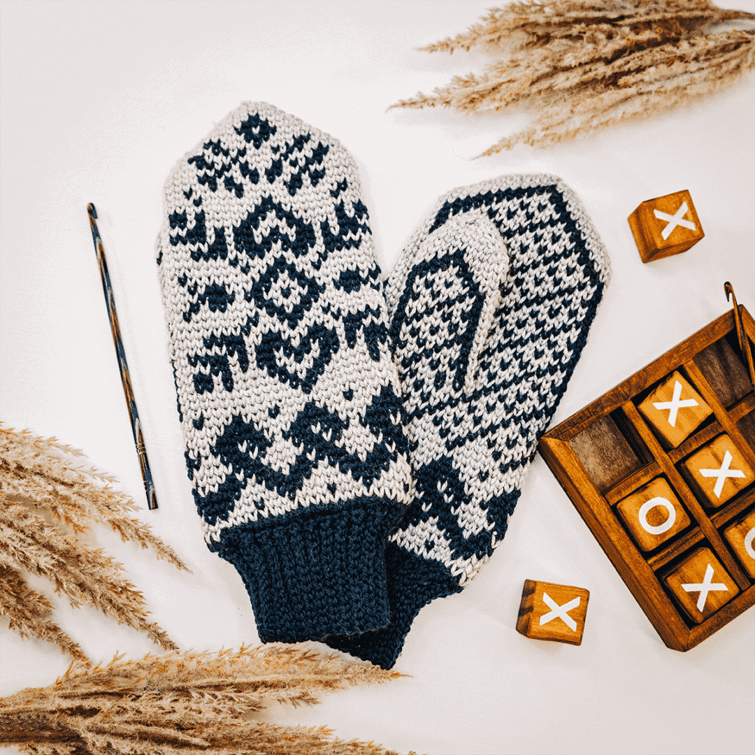 Winter Wheat Flat Crochet Mittens - Free Pattern