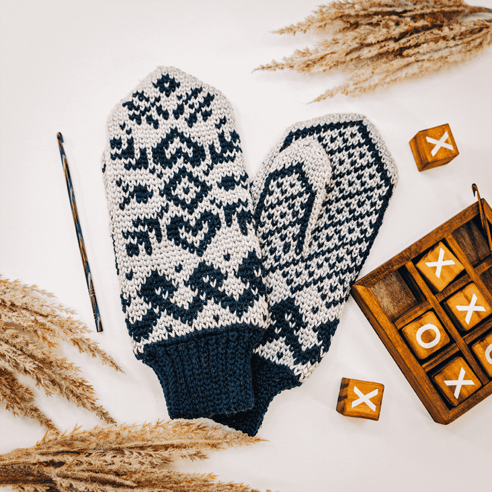 Winter Wheat Flat Crochet Mittens - Free Pattern