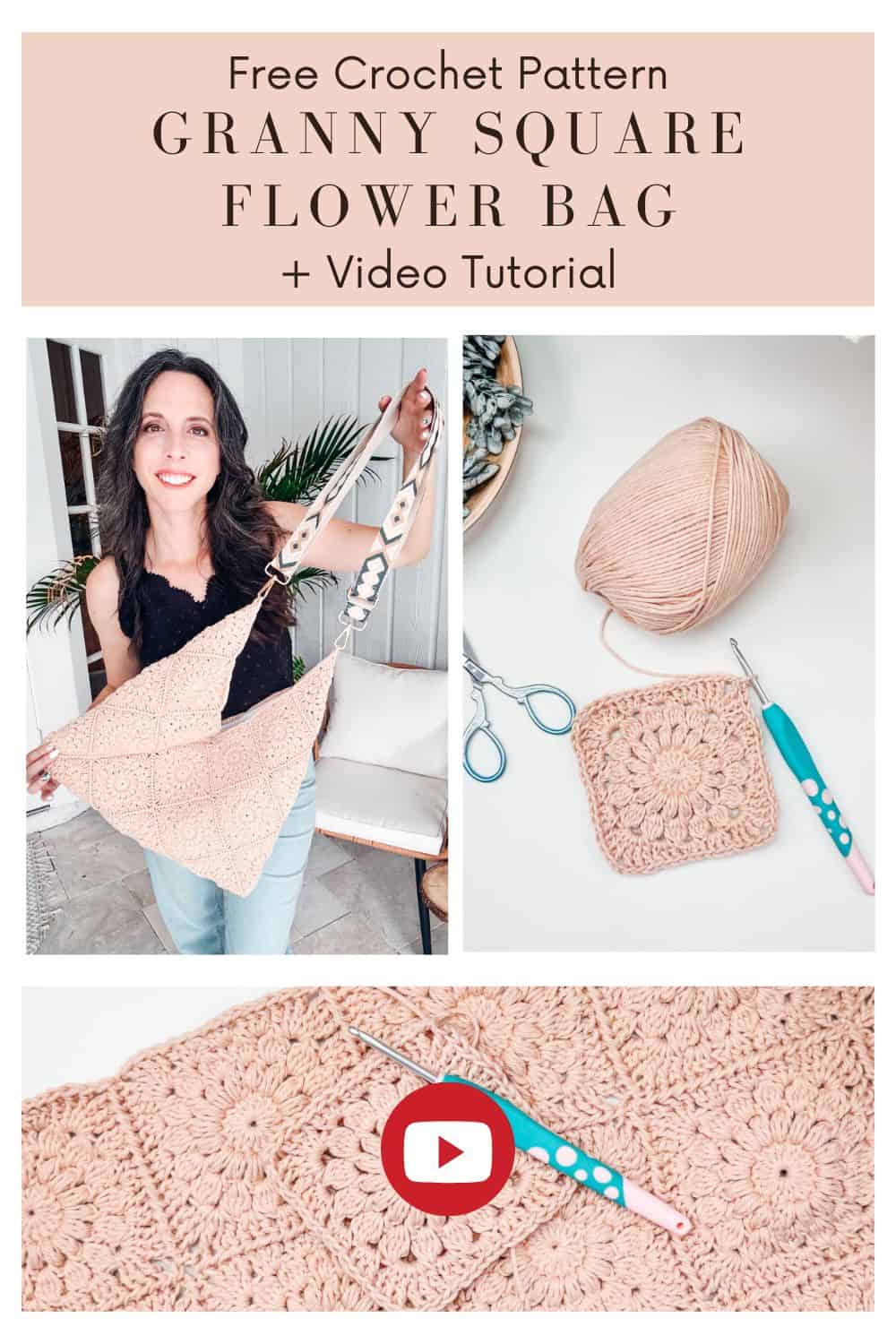 Granny Square Flower Crochet Bag Pattern - Briana K Designs