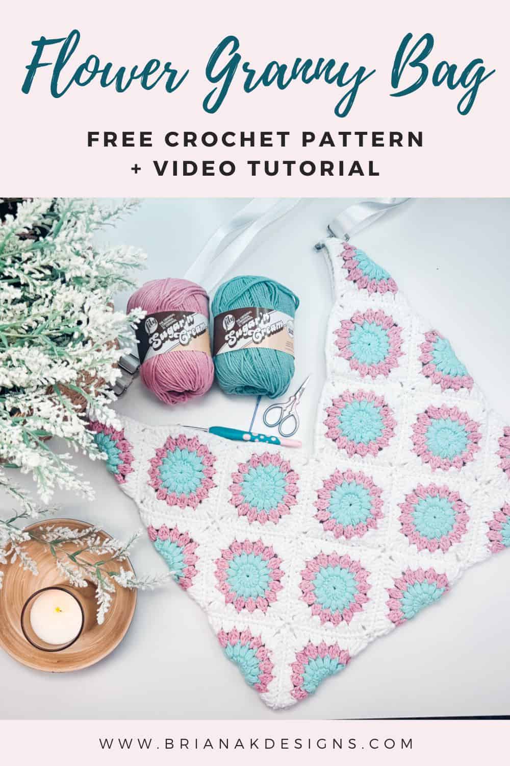 Granny Square Flower Crochet Bag Pattern - Briana K Designs
