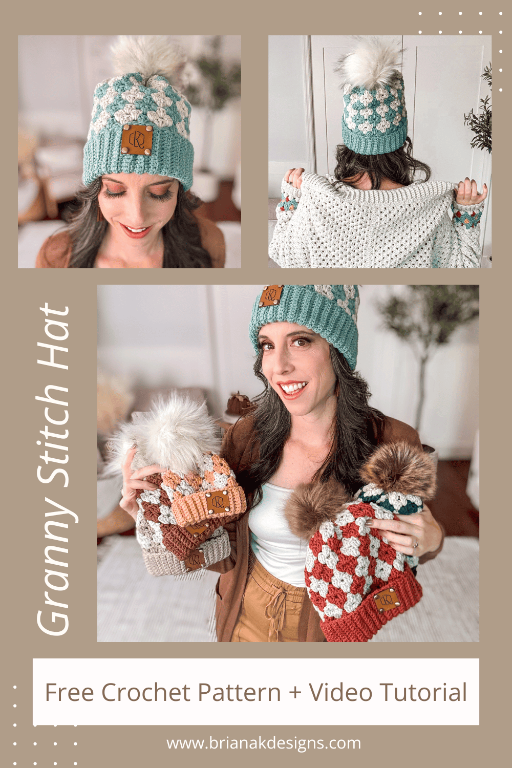 Diamond Granny Stitch Crochet Hat Pattern with Video Tutorial