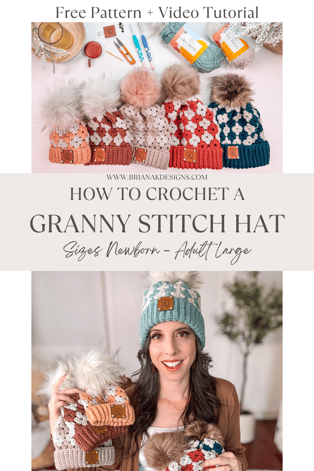 Diamond Granny Stitch Crochet Hat Pattern with Video Tutorial