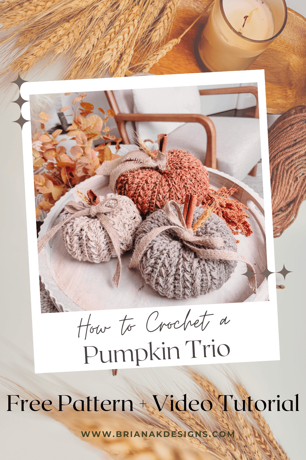 Wheat Stitch™ Crochet Pumpkin Trio - Free Pattern - Free Crochet Pattern