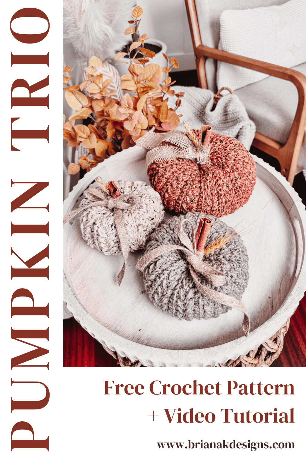 Wheat Stitch™ Crochet Pumpkin Trio - Free Pattern - Free Crochet Pattern