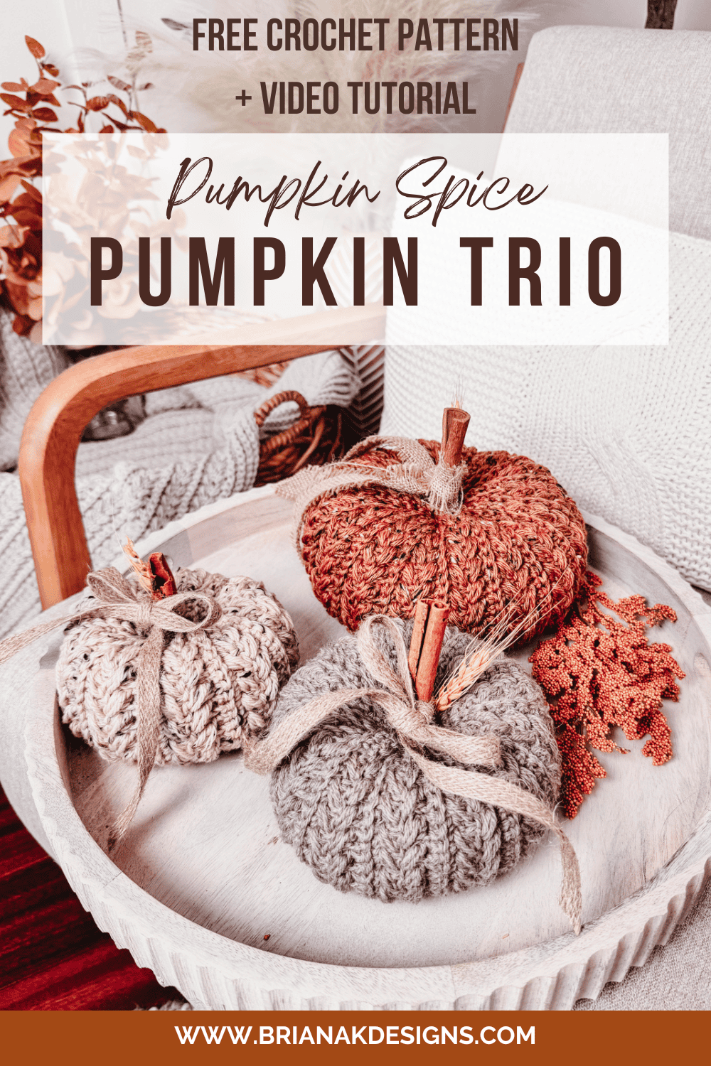 Wheat Stitch™ Crochet Pumpkin Trio - Free Pattern - Free Crochet Pattern