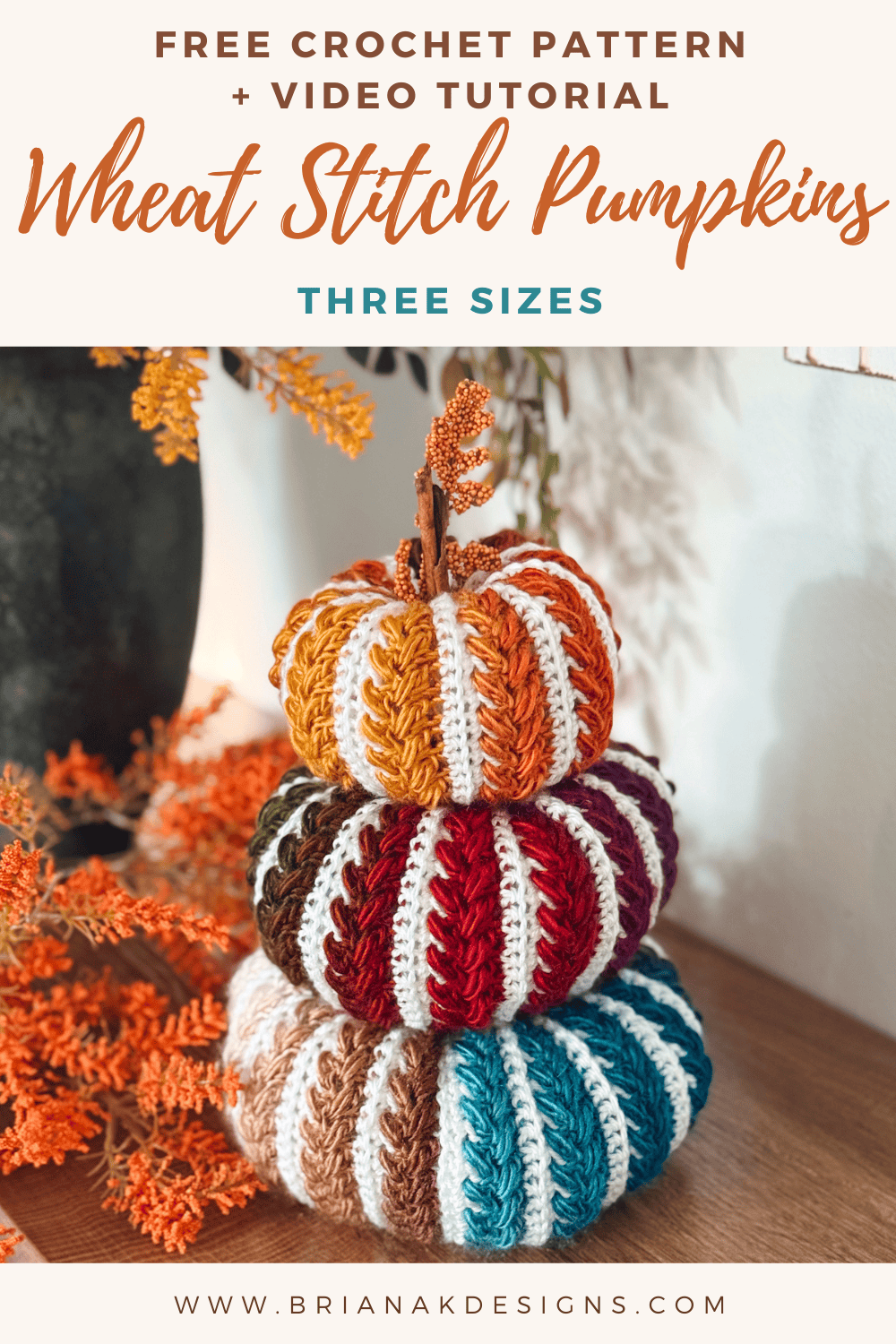 Wheat Stitch™ Crochet Pumpkin Trio - Free Pattern - Free Crochet Pattern