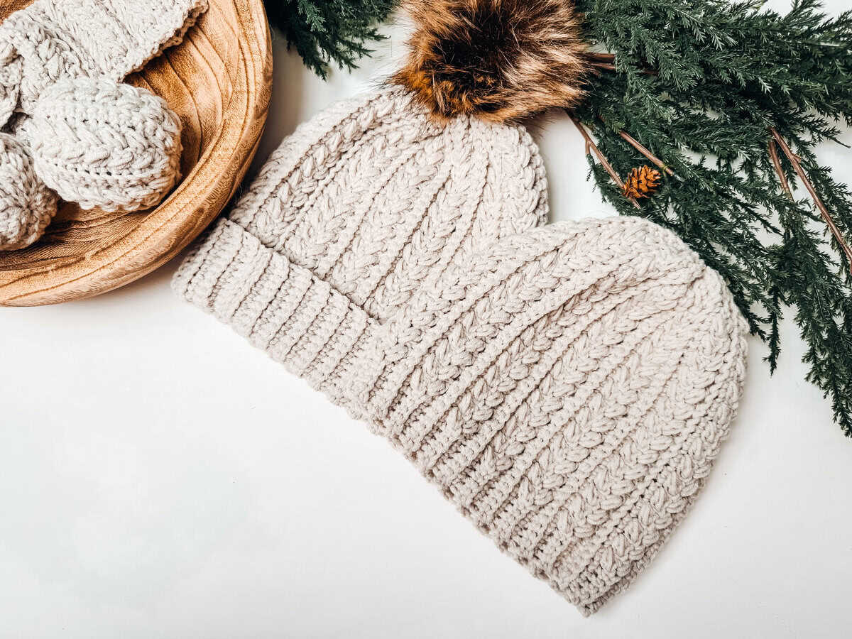 Snowy Wheat Crochet Puff Hat - Free Pattern