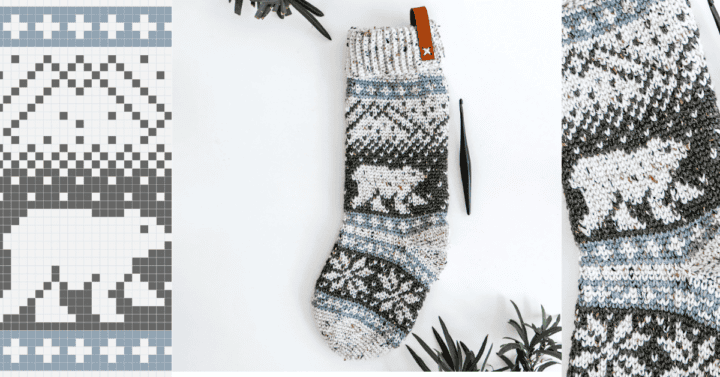 Polar Bear Stroll Holiday Stocking - Free Crochet Pattern