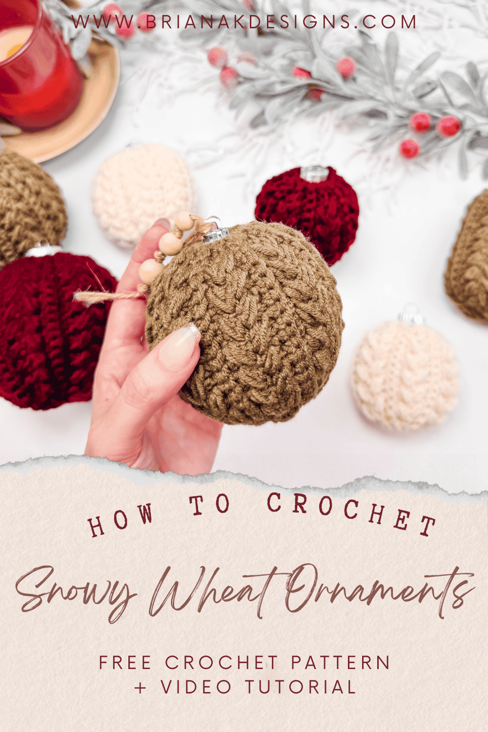 Snowy Wheat Stitch™ Crochet Ornament - Free Pattern