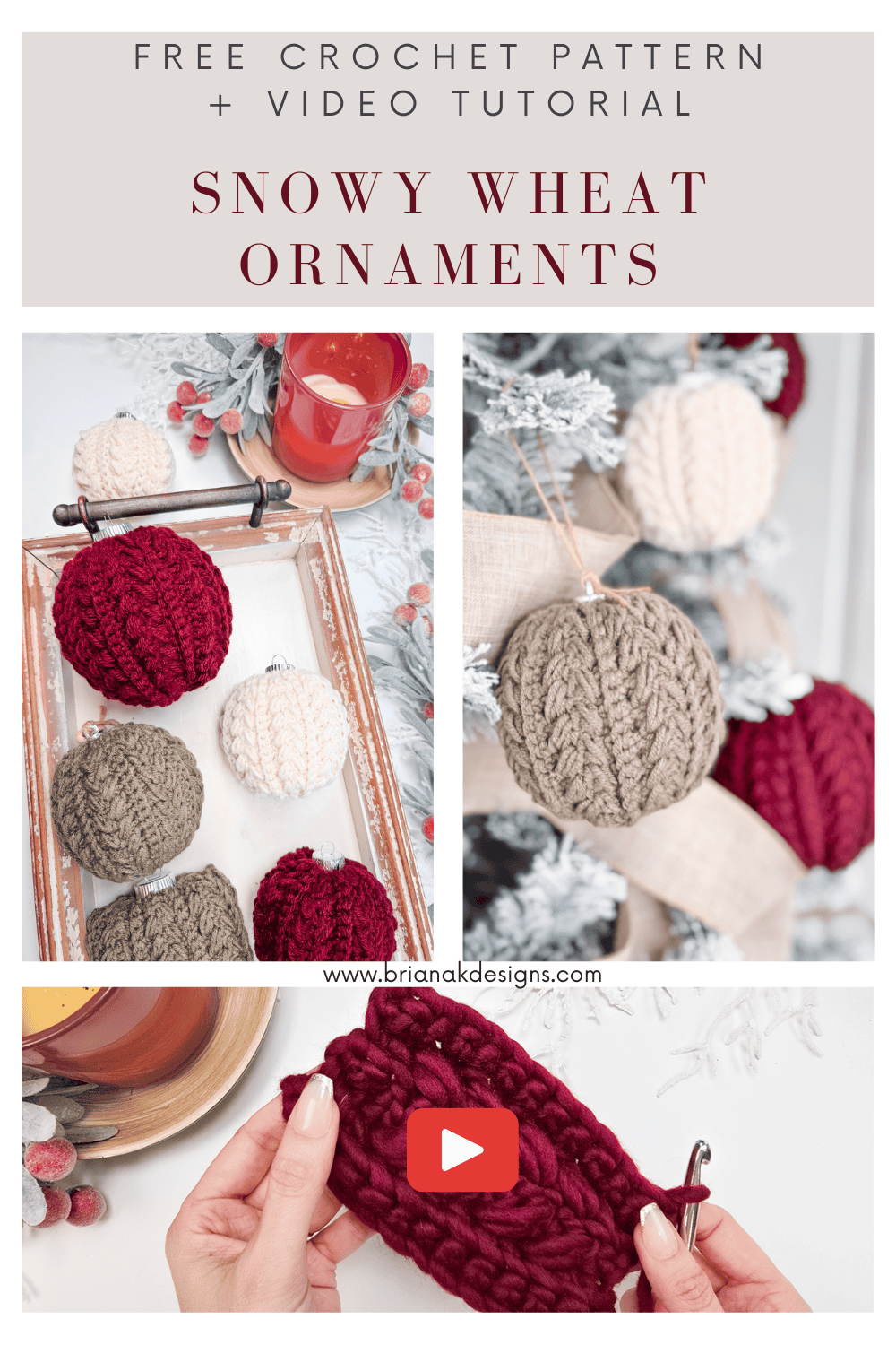 Snowy Wheat Stitch™ Crochet Ornament - Free Pattern