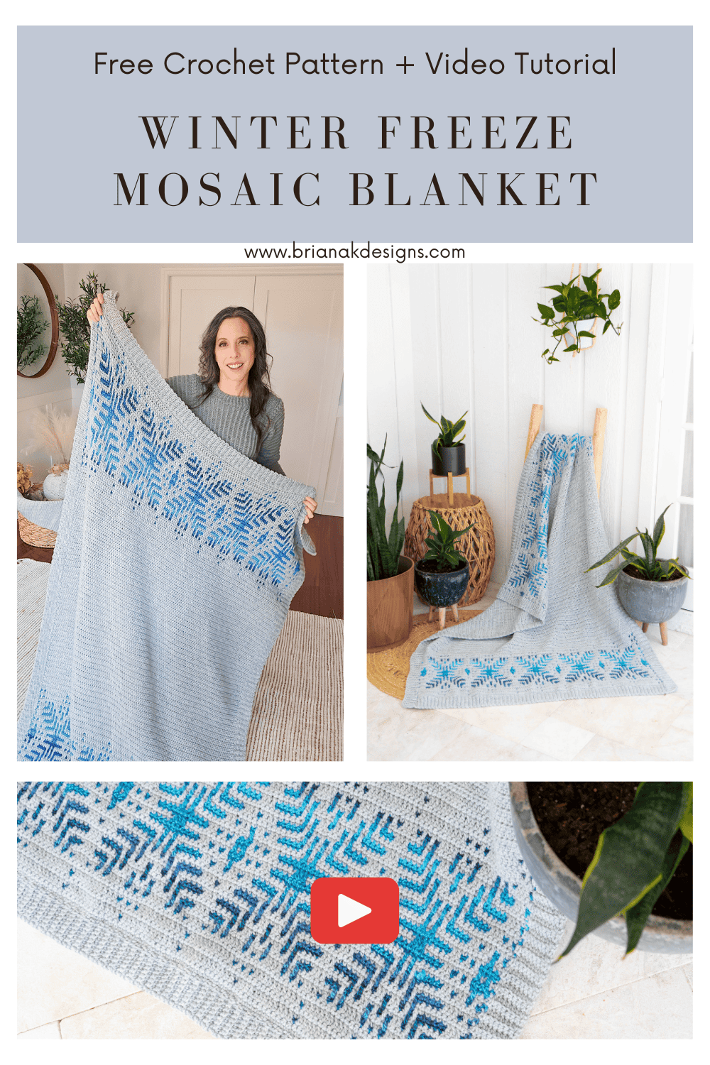 Winter Freeze Mosaic Crochet Blanket Pattern - Free Pattern