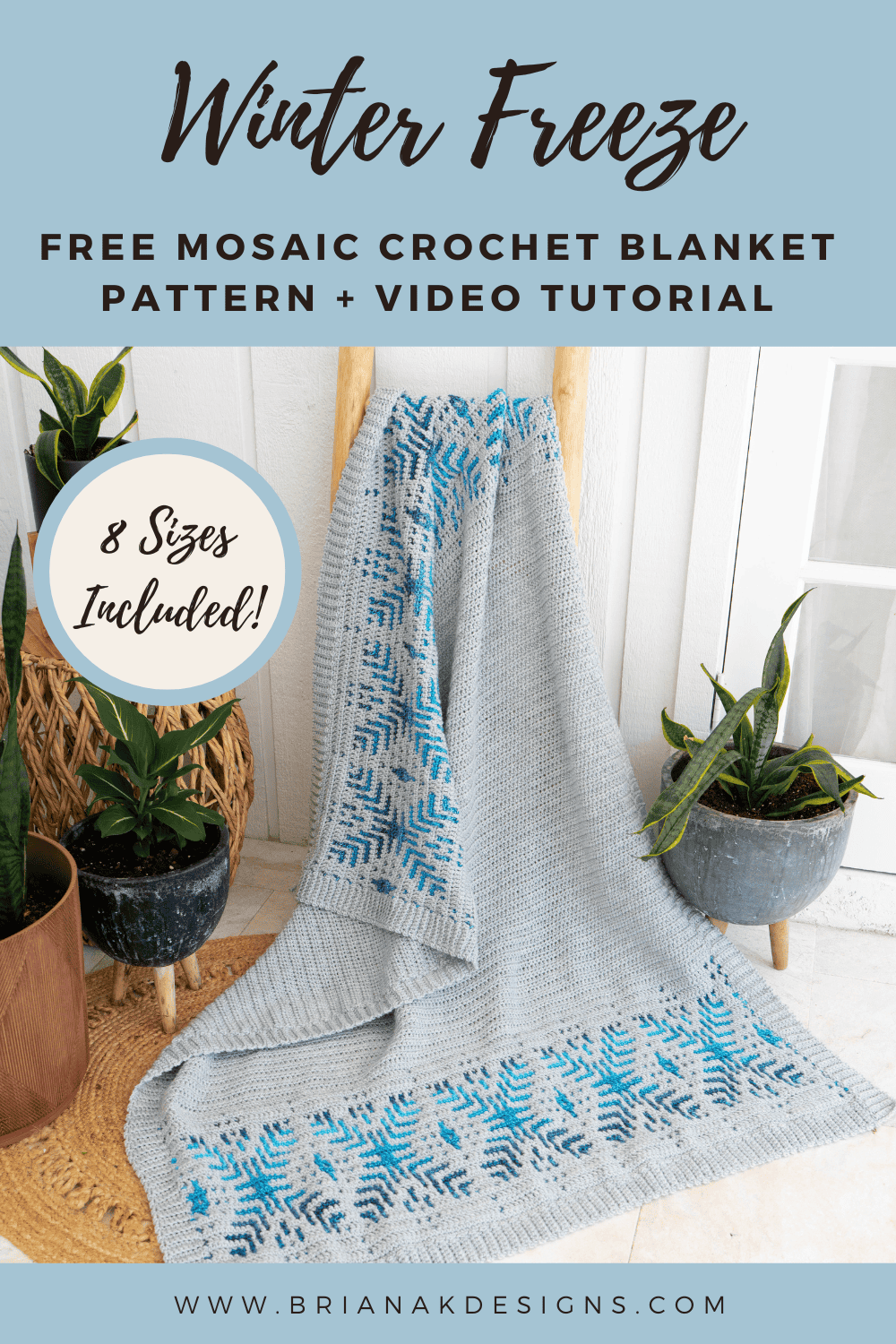 Winter Freeze Mosaic Crochet Blanket Pattern - Free Pattern