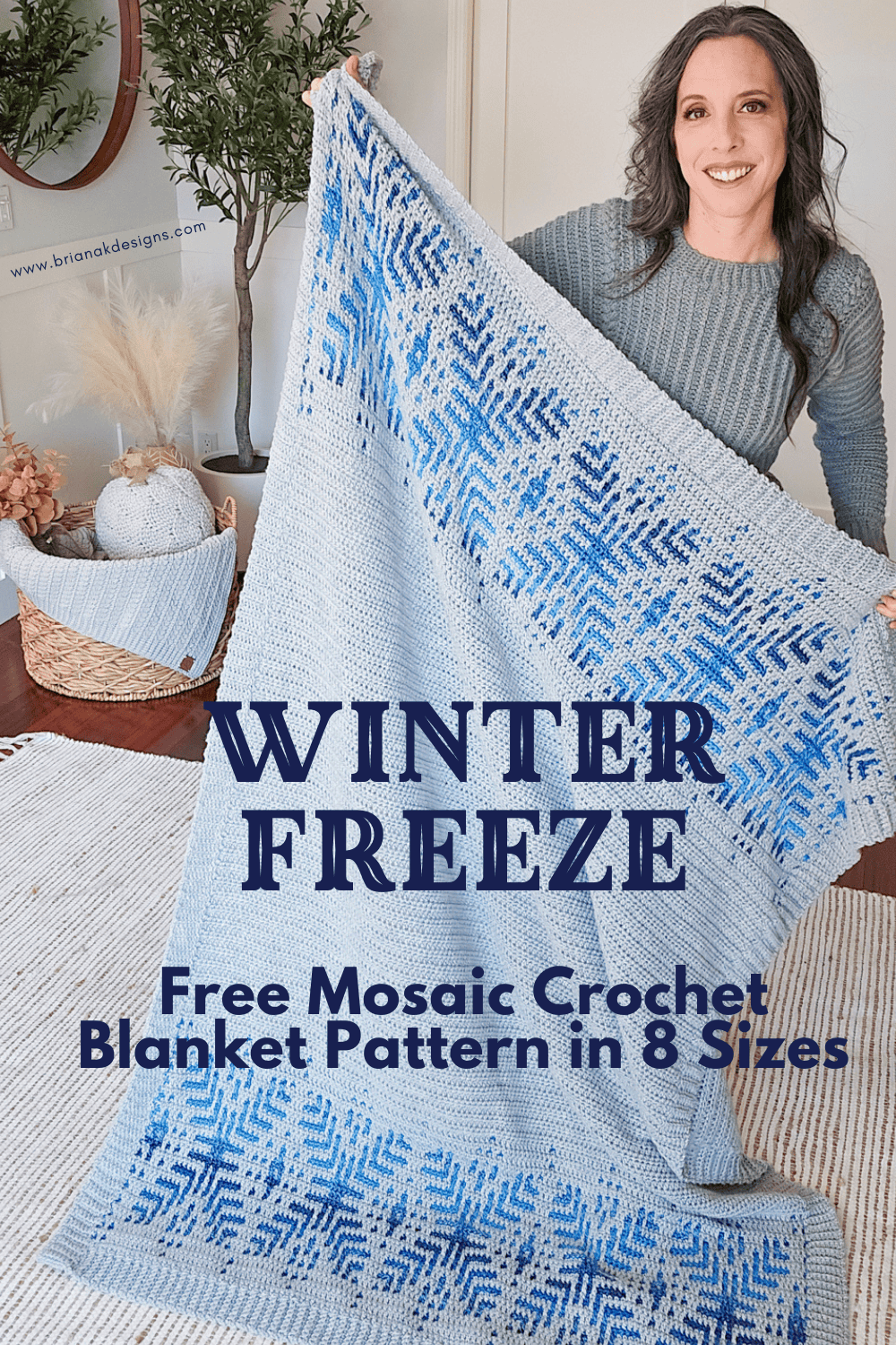 Winter Freeze Mosaic Crochet Blanket Pattern - Free Pattern