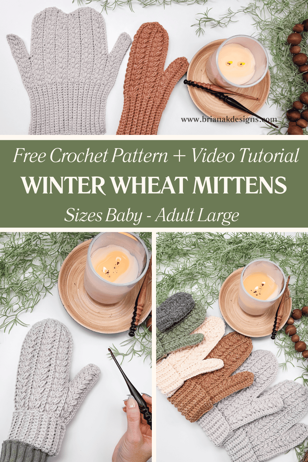 Winter Wheat Flat Crochet Mittens - Free Pattern