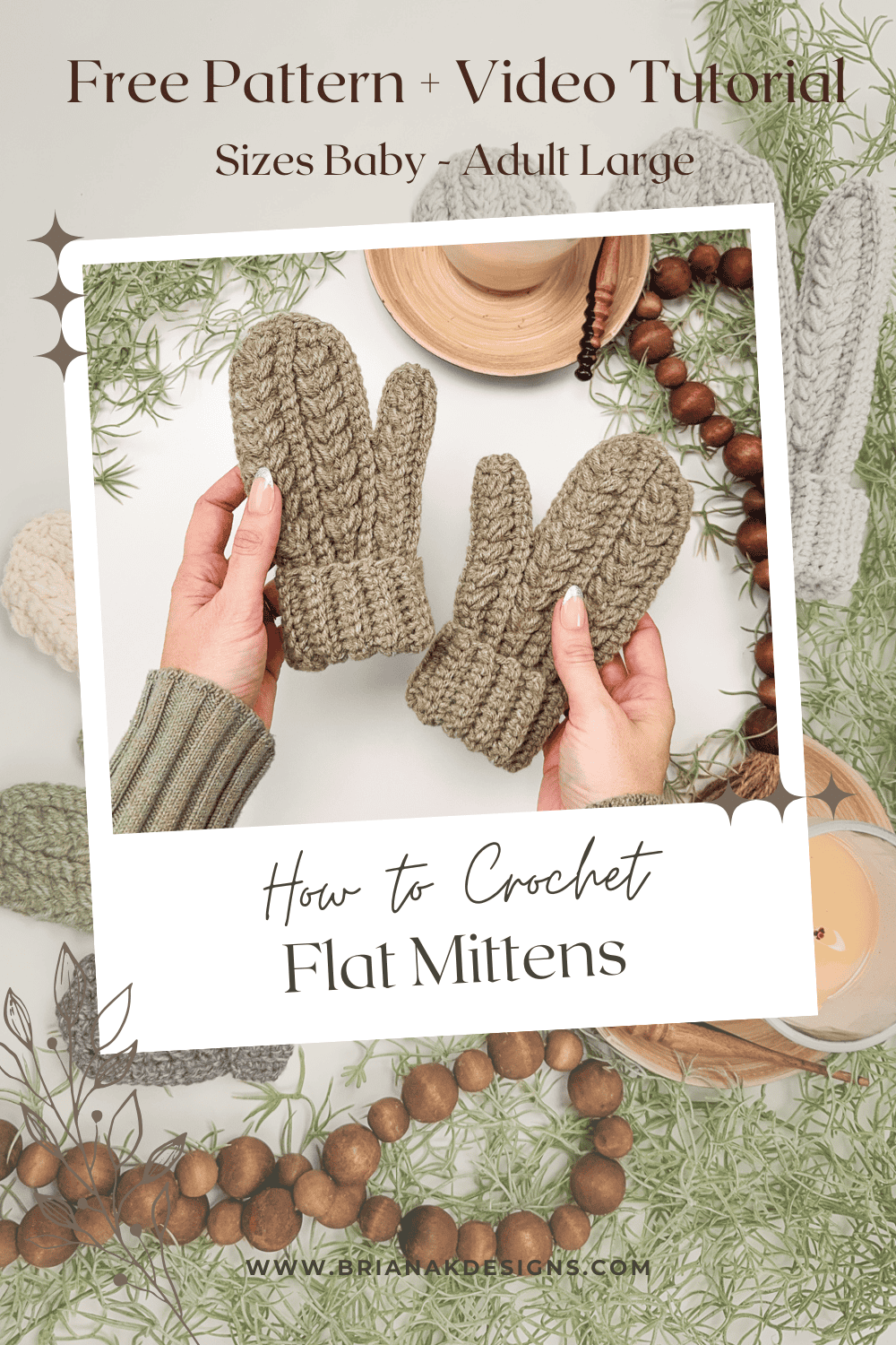 Winter Wheat Flat Crochet Mittens - Free Pattern