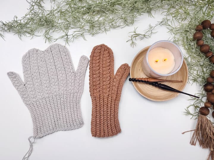 Winter Wheat Flat Crochet Mittens - Free Pattern