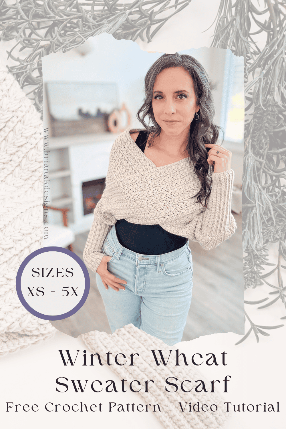Winter Wheat Crochet Sweater Scarf Free Pattern