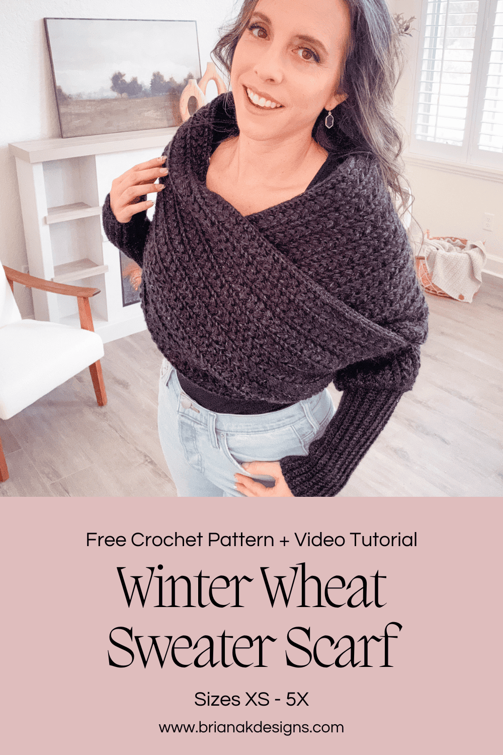 Winter Wheat Crochet Sweater Scarf Free Pattern