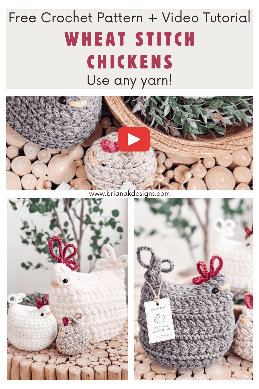 Wheat Stitch Crochet Chickens Free Pattern