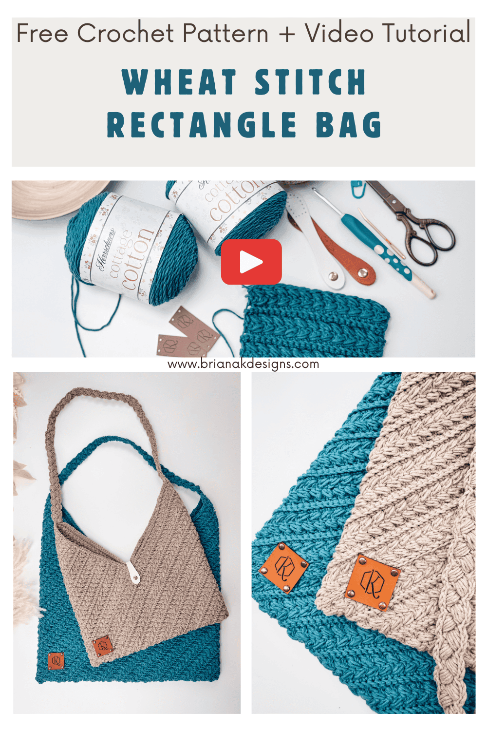 Wheat Stitch Crochet Rectangle Bag - Free Pattern