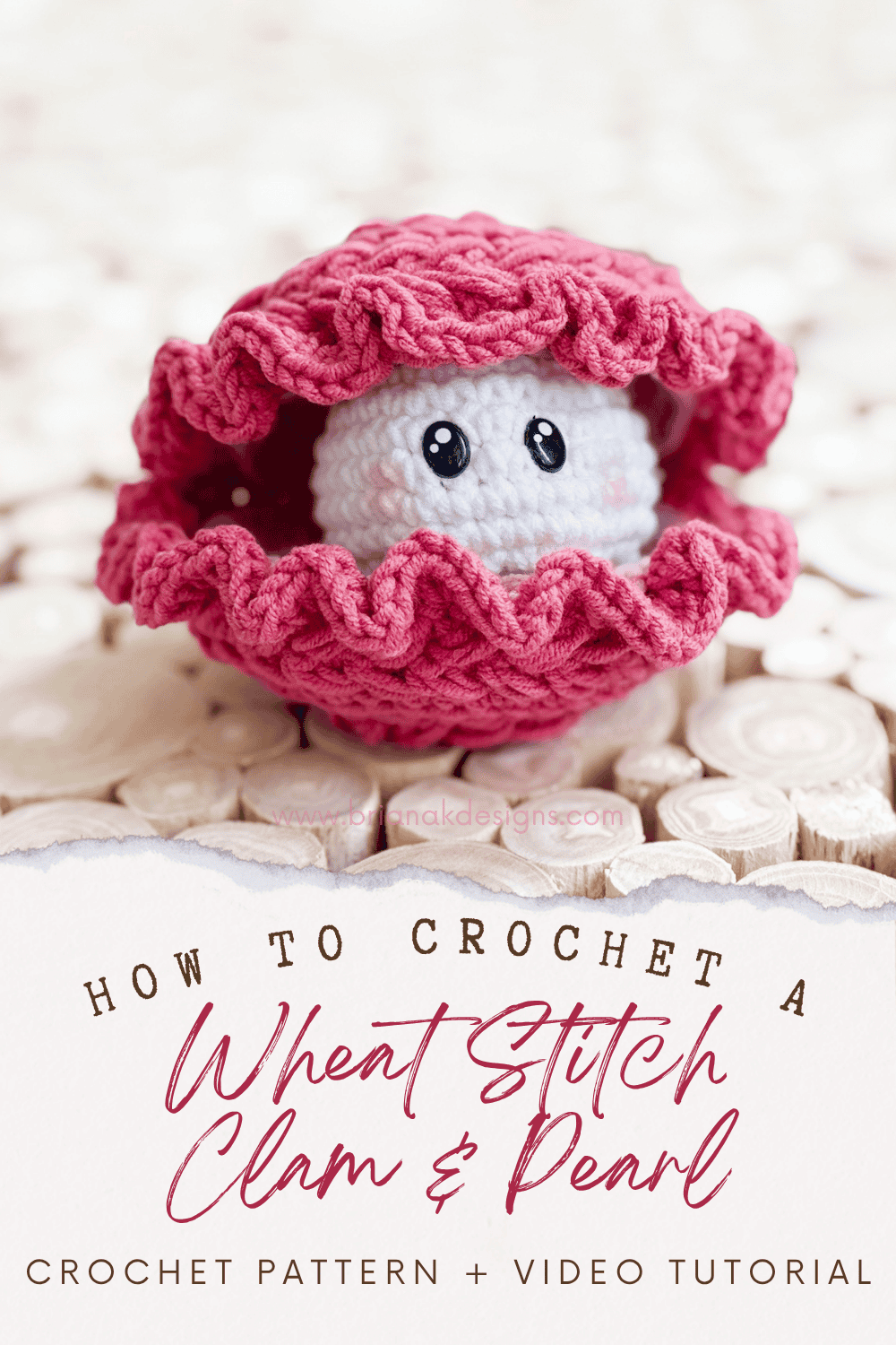 Wheat Stitch Clam – Free No-Sew Amigurumi Crochet Pattern