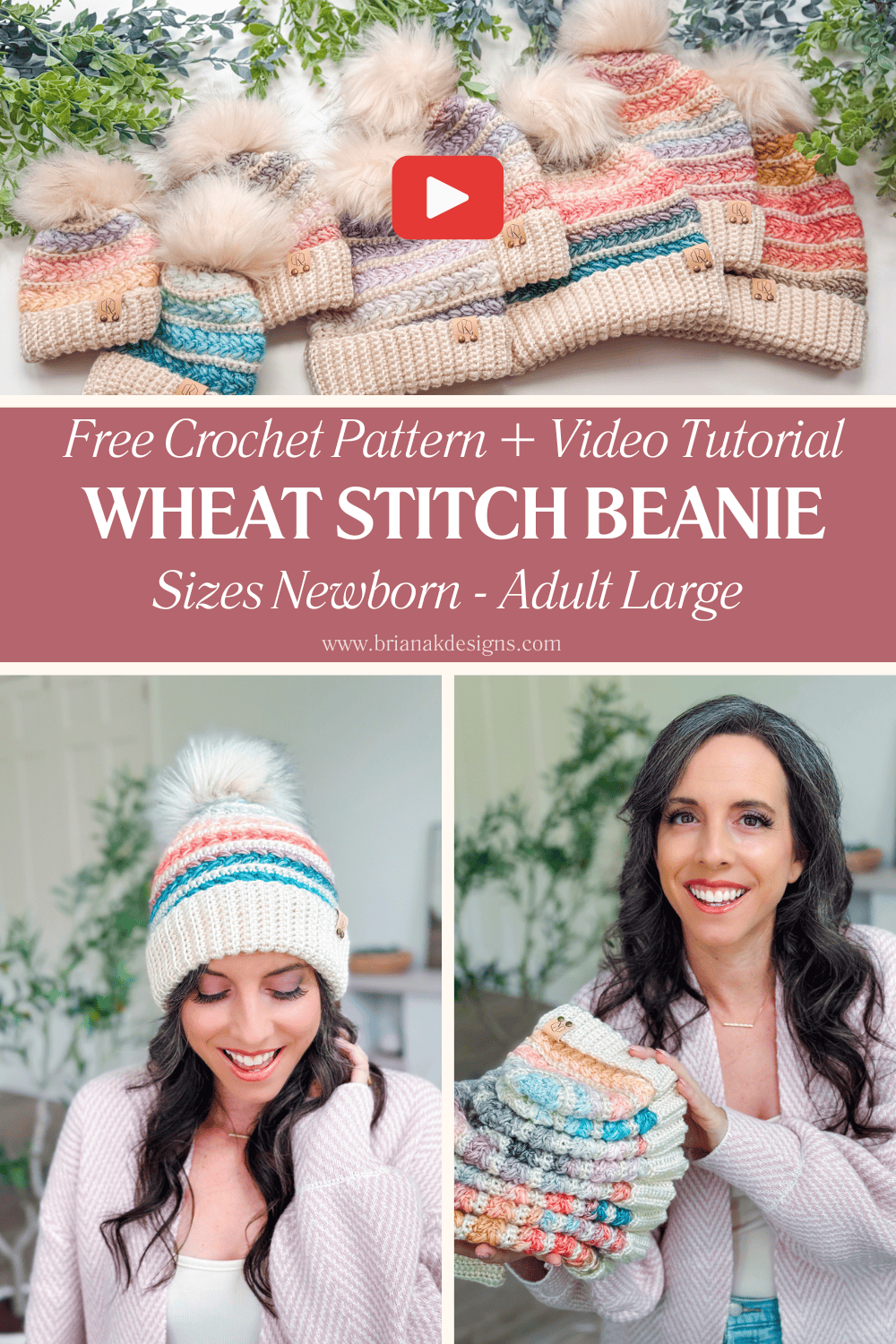 How to Crochet a Wheat Stitch Beanie – Free Pattern for All Ages ...