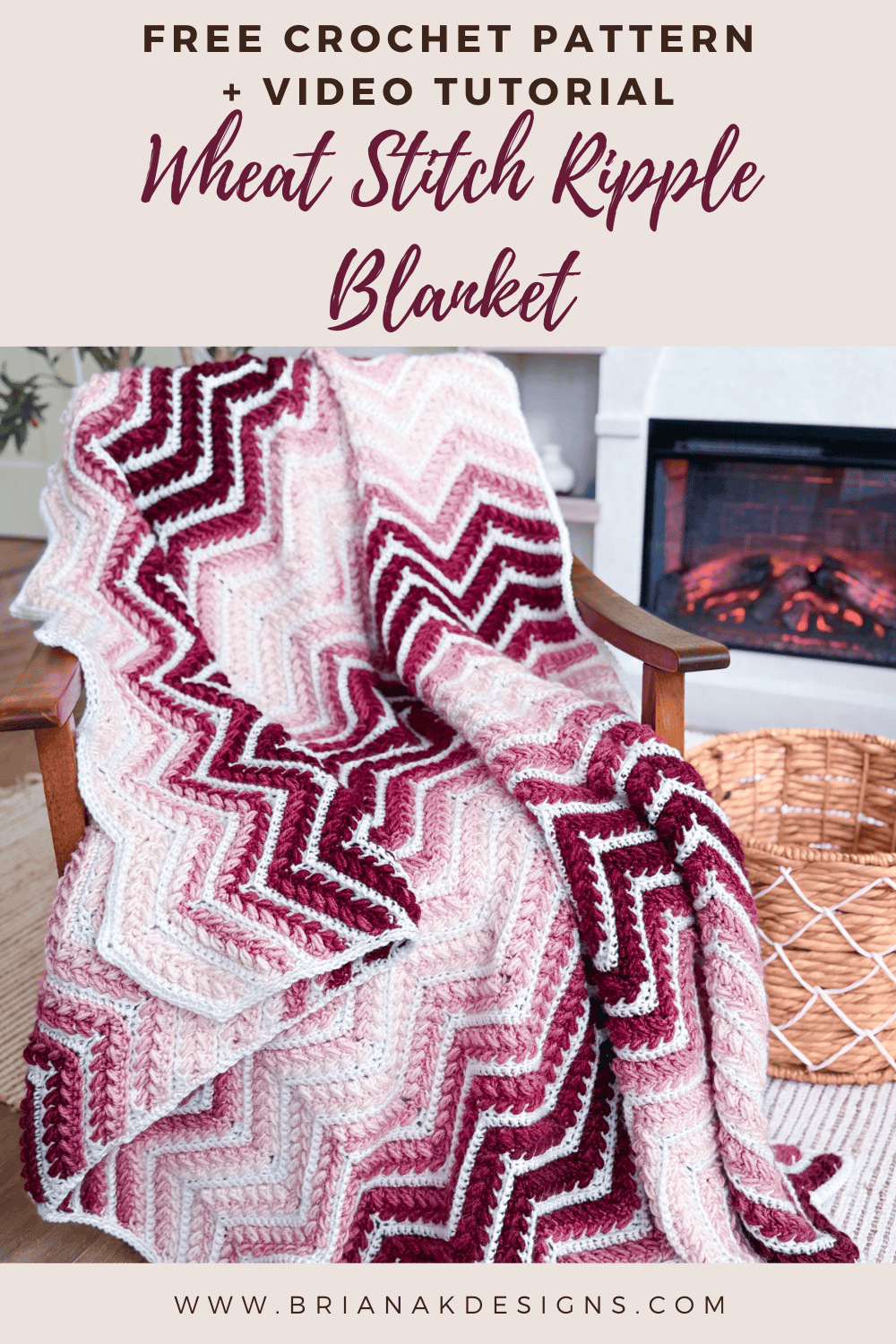 Free Crochet Pattern: Wheat Stitch™ Ripple Blanket - Briana K Designs