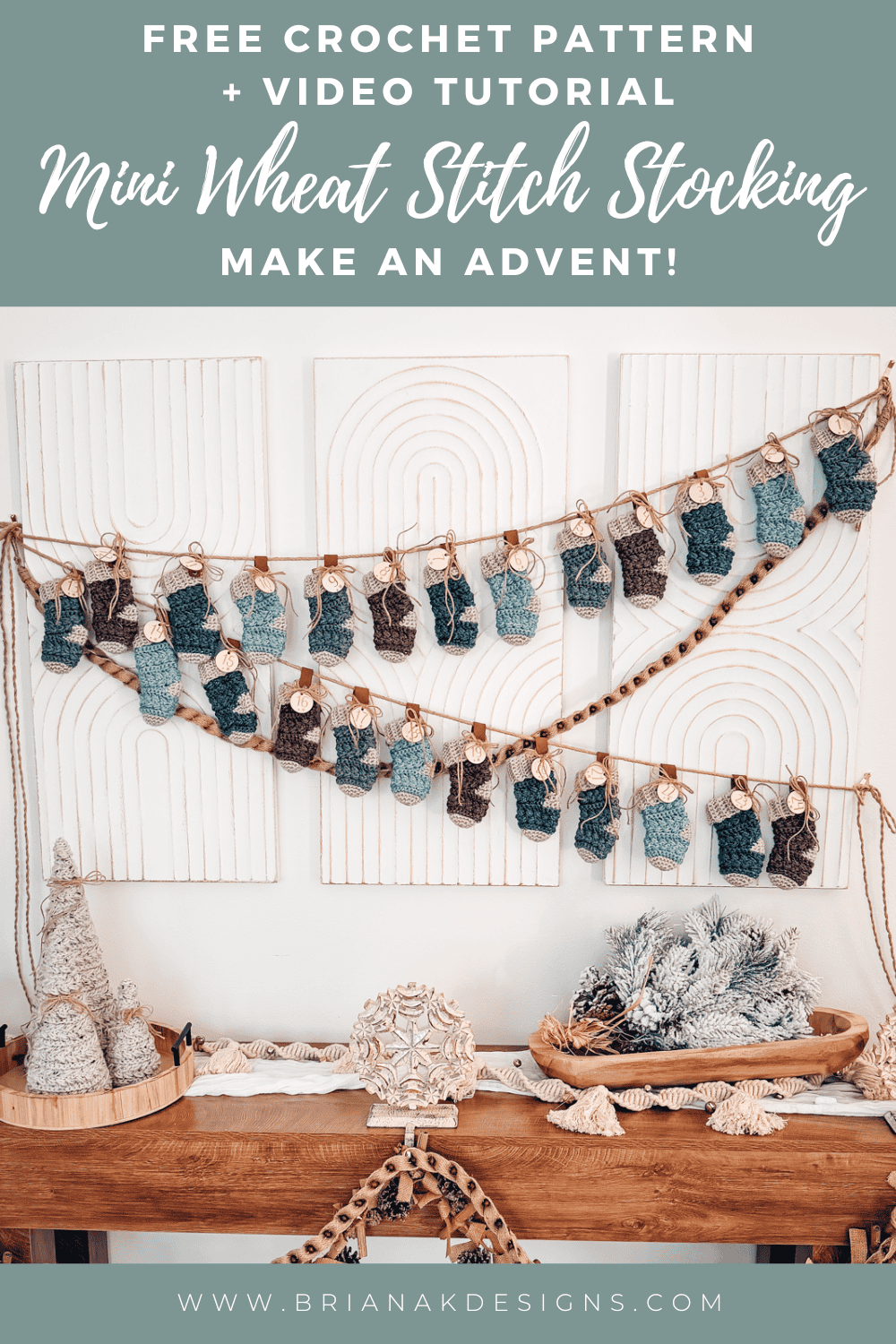 Wheat Stitch™ Crochet Mini Stocking – Free Pattern + Easy Holiday Gift Idea - Briana K Designs