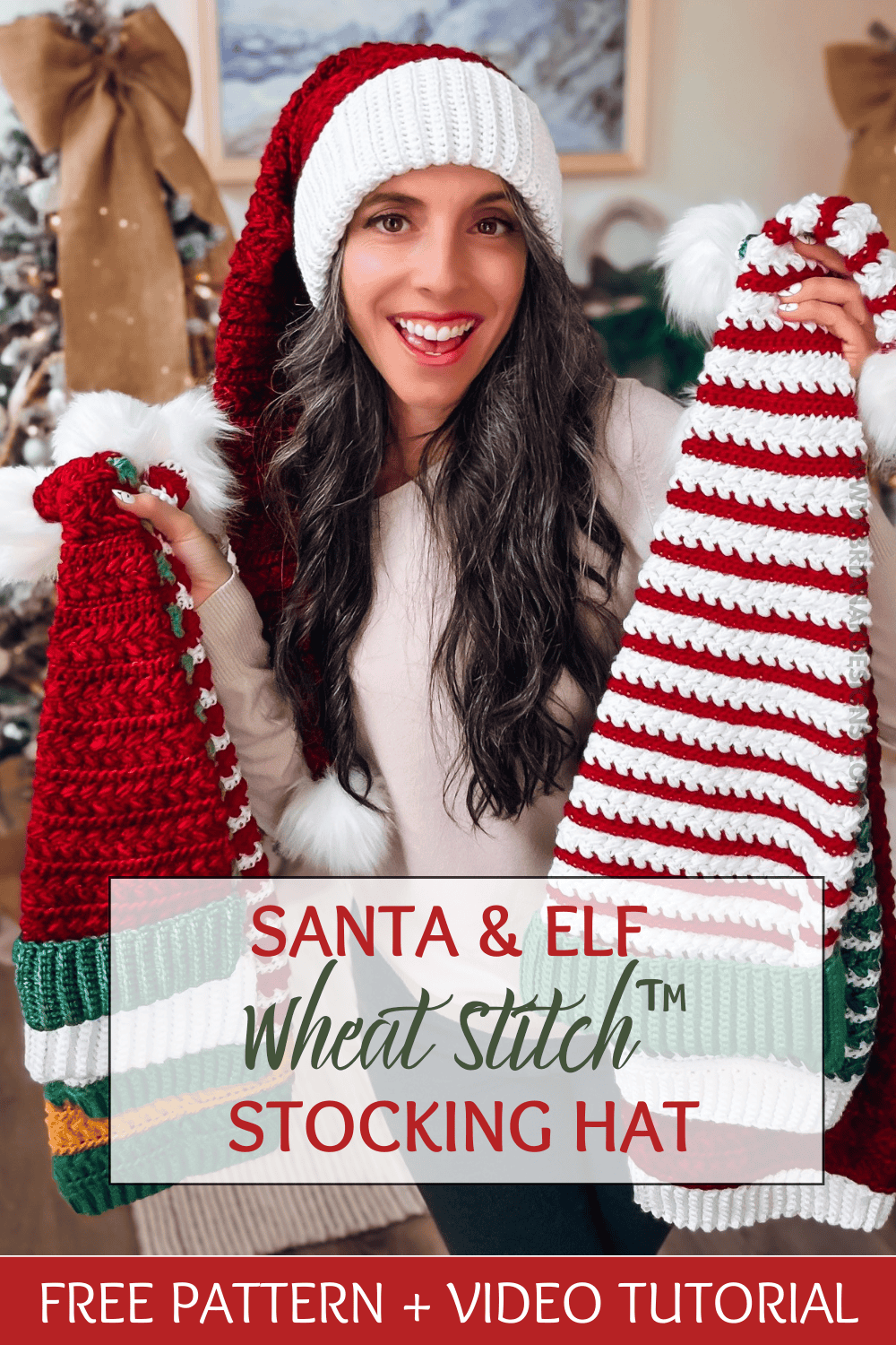 Wheat Stitch™ Crochet Santa & Elf Stocking Hat - Free Pattern - Briana ...